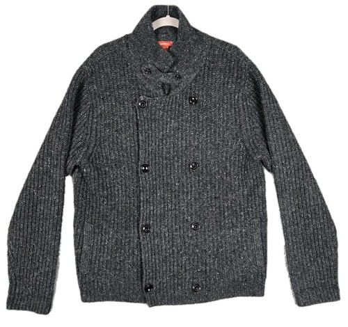 Sundance Men's L Flecked Gray Lambswool Blend Double Breasted Rib-Knit ...