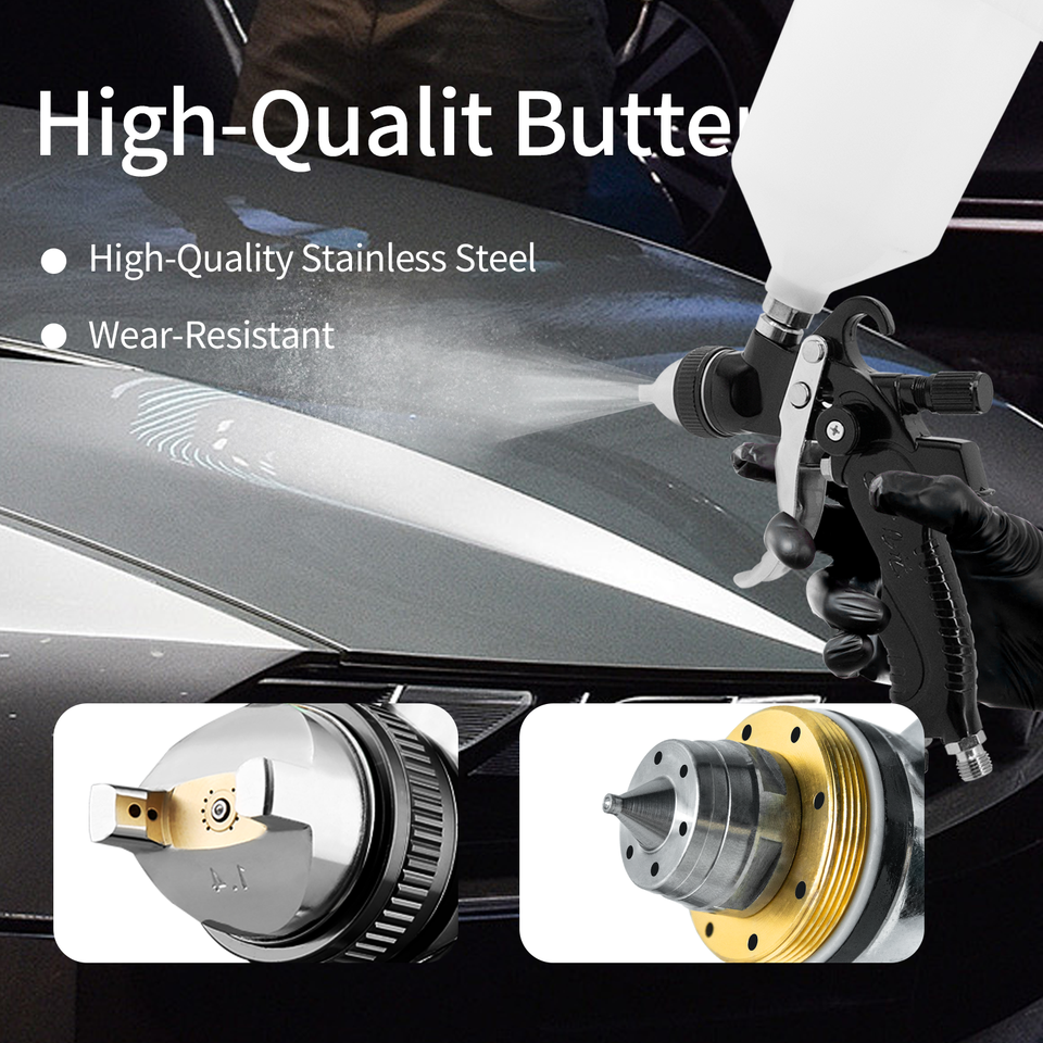 Hvlp Spray Gun W/1.4/1.7/2.0/2.5mm Gravity Feed Air Paint Gun for Car ...