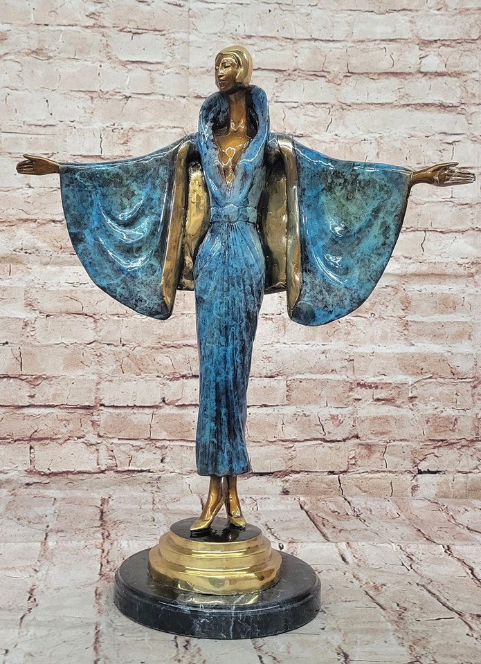 Art Noveau Deco Bronze Fashion French Dancer Flapper Statue Sculpture J ...