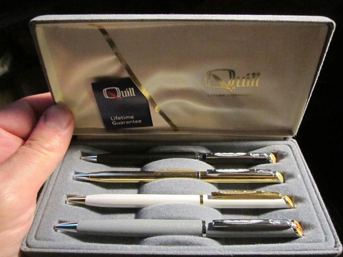 QUILL ROLLERBALL PEN SET IN BOX 4 PENS JEEP HOLIDAY INN AVON CHRYSLER ...