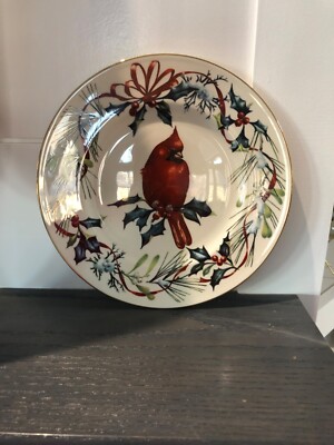Lenox Winter Greetings Cardinal Accent Luncheon Plate 9-3/8" 8 ...