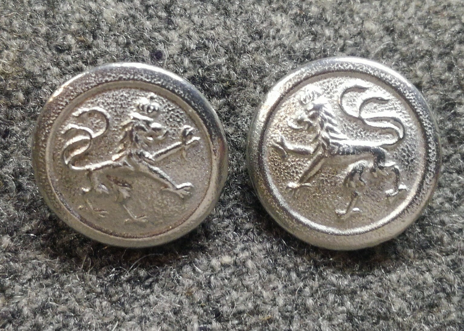 WWI German Bavarian Buttons in silver, unpainted 18MM Lion buttons 1 ...