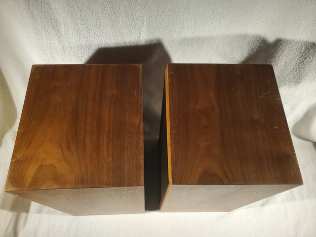 (2) Vintage Sony SS-580 Burlap Shelf Wall Speakers Walnut Wood Grain ...