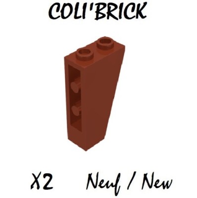 Lego 2449 - 2x Brique pente Slope Inverted 75 2x1x3 - Reddish Brown ...