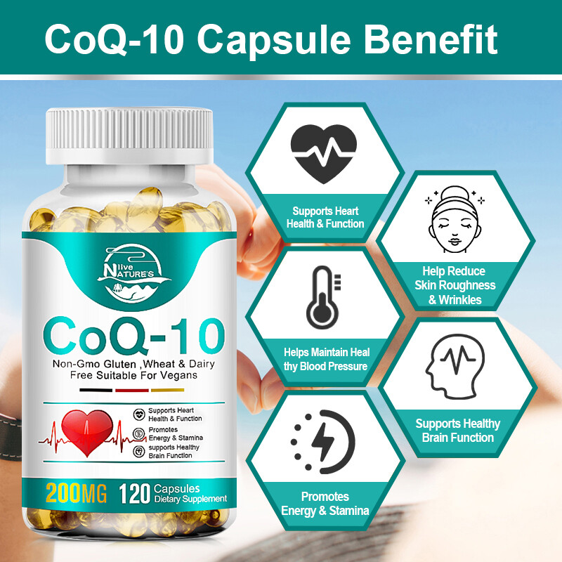 CoQ10 Coenzyme Q-10 Coenzyme 200mg Capsules BIOPERINE Antioxidant Heart ...