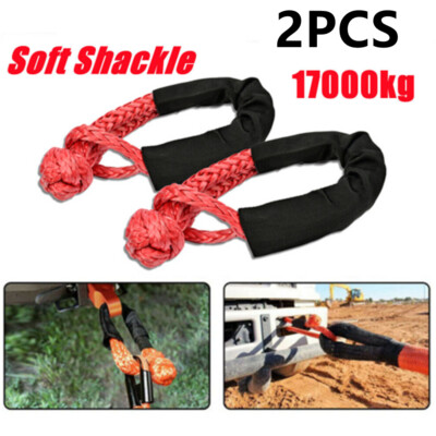2pcs Soft Shackle Recovery Kit 22" 17T/ 17000kg with Protective Sleeve ...