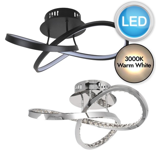 Modern LED Ceiling Light Fitting Loop Design Black or Chrome | eBay UK