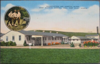 Fort Riley, KS 1930 Postcard: Headquarters & Camp Whitside Hospital ...