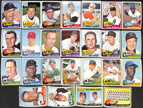 1965 Topps GOOD avg lot 25 different baseball cards vy low grade BV$130 ...