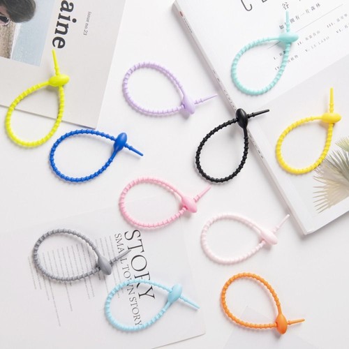 10pcs/set DIY Silicone Ribbon Keychain Pendants Cable Line Tie | eBay