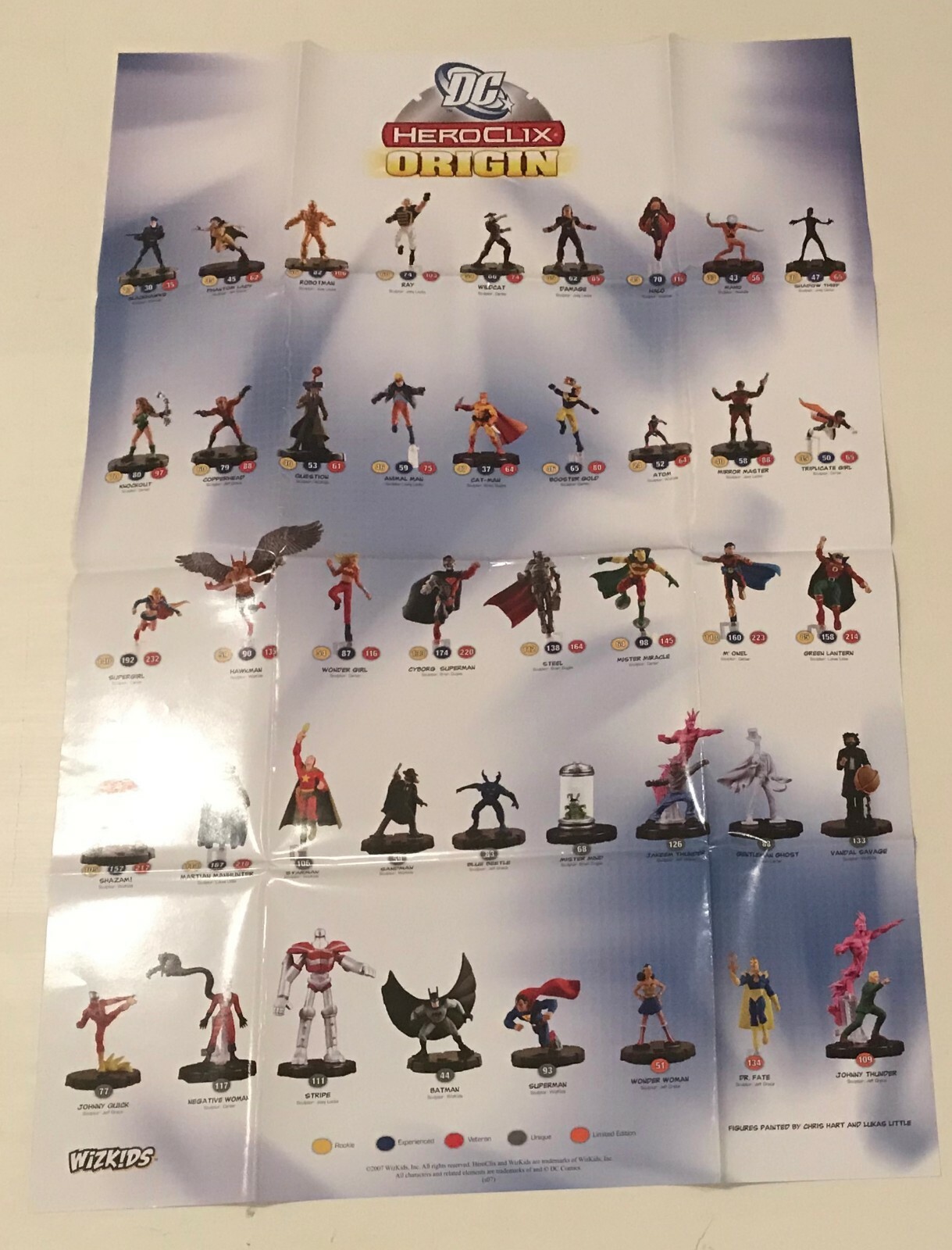 Heroclix DC Origin Set Checklist Poster NEW 3' x 2' JSA Museum Map On ...