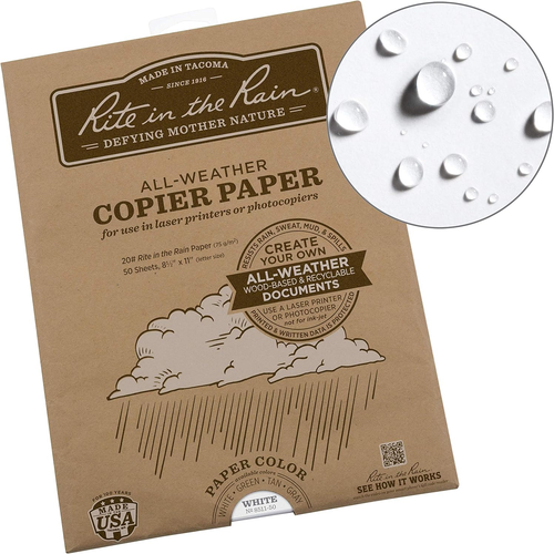 Rite in the Rain Weatherproof Laser Printer Paper, 8.5" x 11", 20 ...