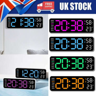 Large LED Digital Wall Clock Temperature Date Display Electronic Wall ...
