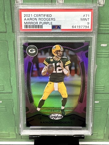 2021 NFL Certified Aaron Rodgers Mirror Purple PSA 9 4/10 New York Jets ...