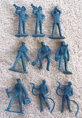 Lot Of 9 Vintage Tim-Mee Toys Air Force Figures Blue Pilot Bugler 70mm ...