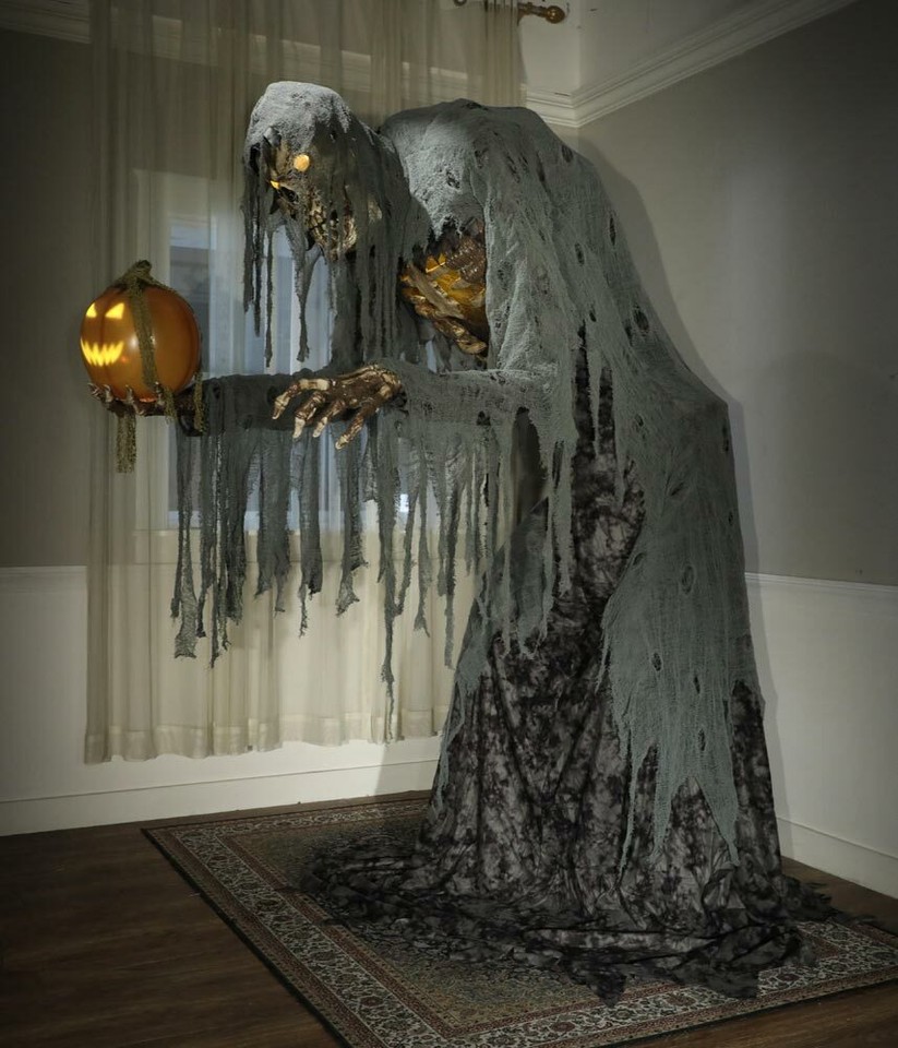 Jack Stalker Animated Prop 7 Feet Lifesize Animatronic Pumpkin Reaper ...