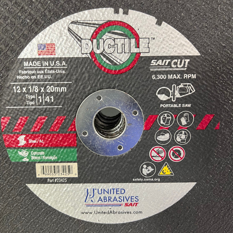 United Abrasive SAIT 12" x 1/8" x 20mm Ductile Iron Cutting Wheel 10 ...