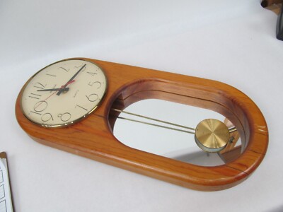 Vintage Retro Bulova Wall Clock w/ Mirror + Pendulum (Parts Repair ...