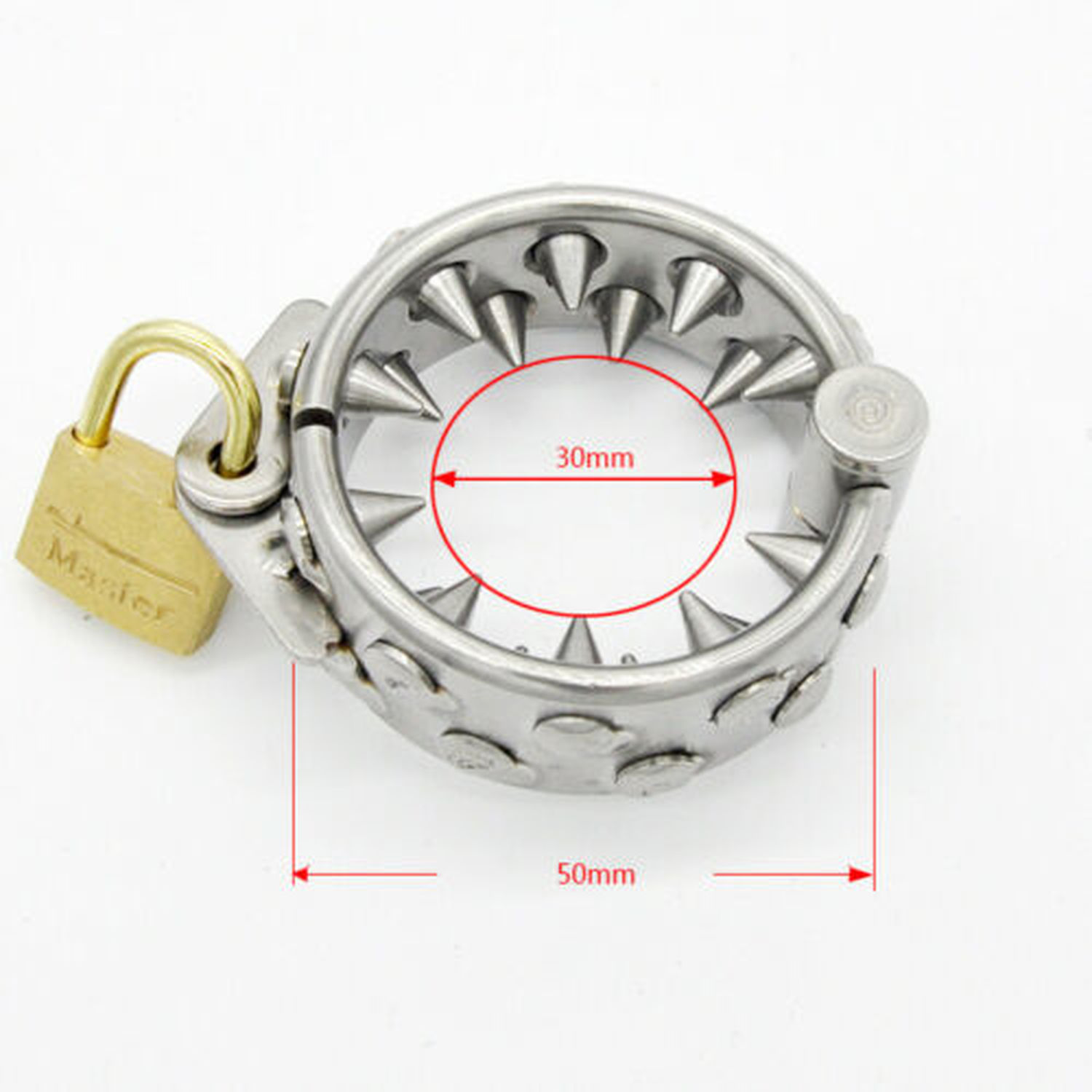 Lockable Chastity Cage Spiked Ring Device Ball Stretcher Scrotum Plug ...