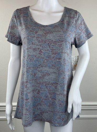 LuLaRoe Classic T Short Sleeve Top Grey Geometric T-Shirt Tunic Stretch ...