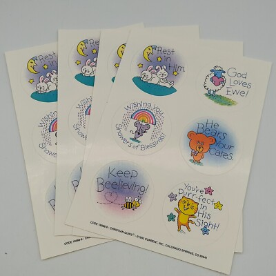 NEW Vintage 1992 Current Stickers animals Christian Quips religious ...