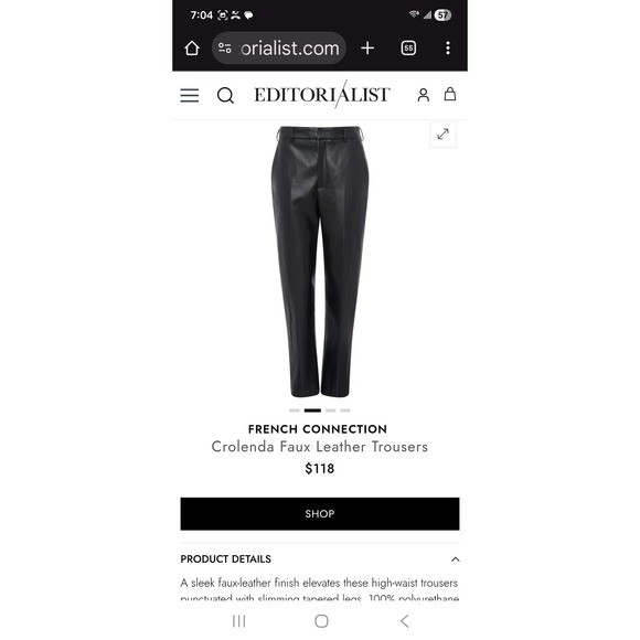 French Connection Womens Size 2 Crolenda Faux Leather Pants Black ...