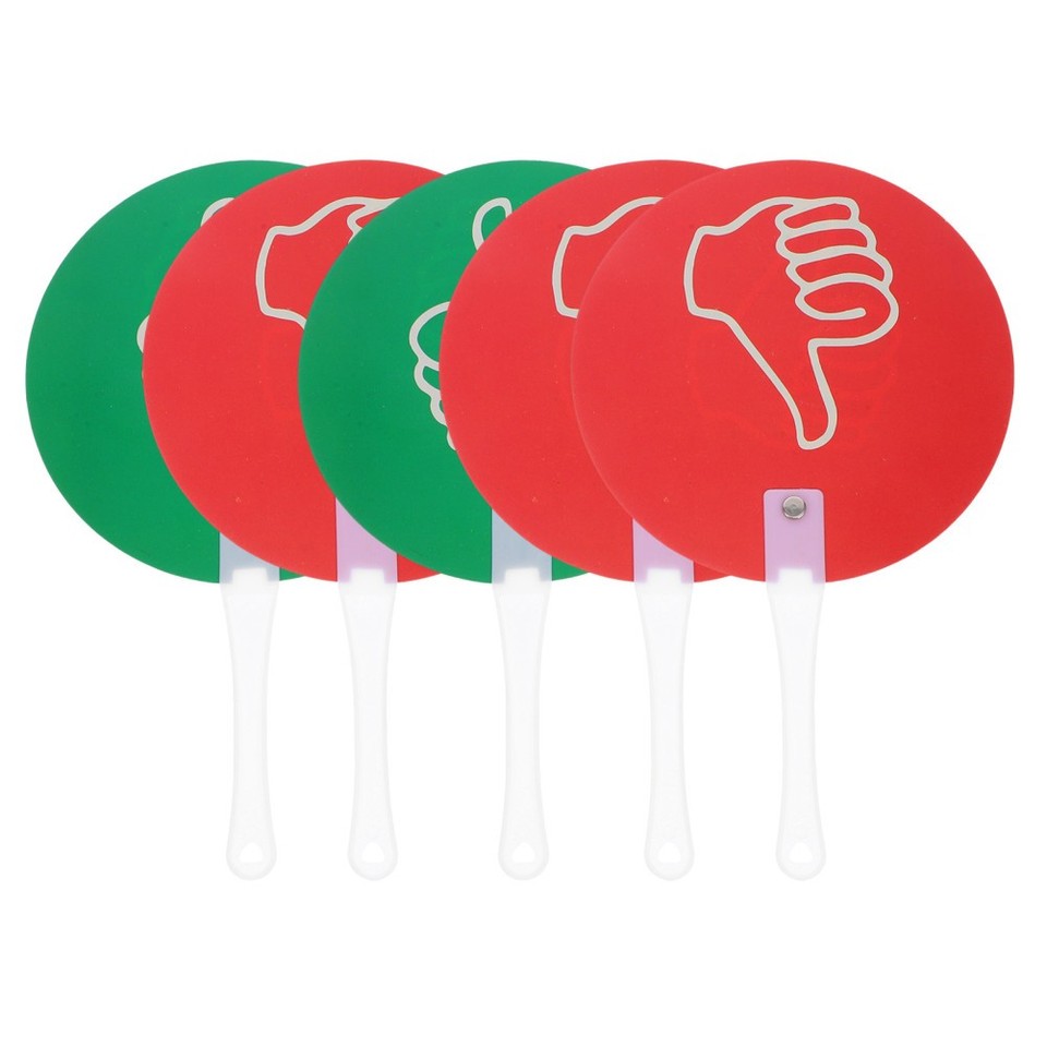5 Pcs Game Judging Board Hand Held Signs on Stick Green Red Thumbs ...