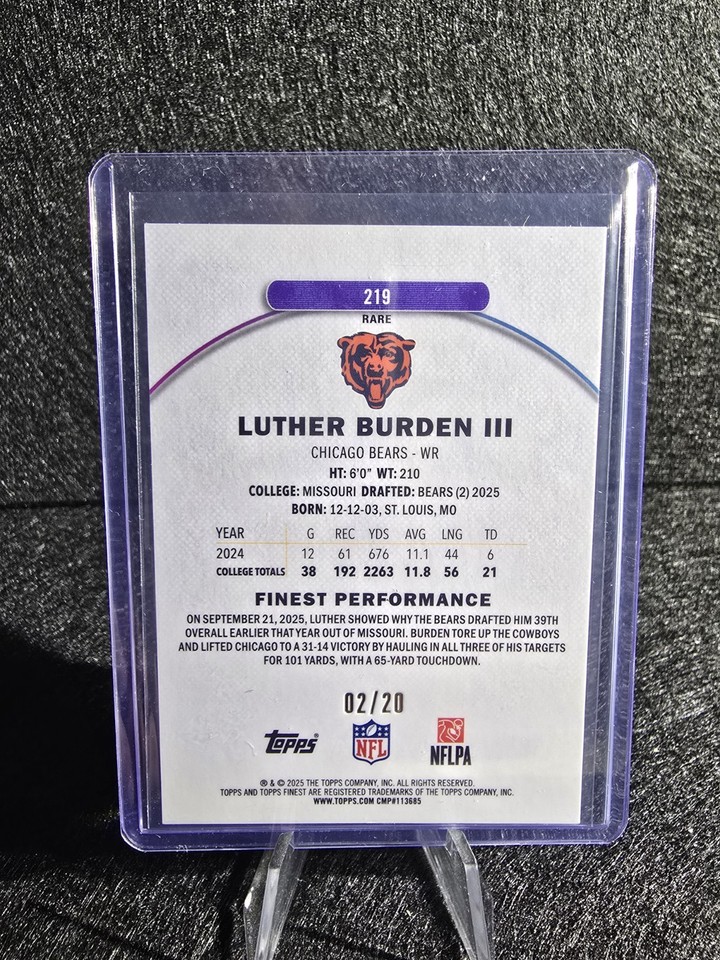 2025 Topps Finest Luther Burden III Gold Peel /20 #219 | eBay