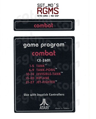Atari 2600 Replacement Text Style Label - Combat | eBay