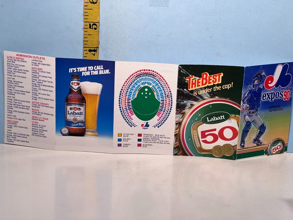 1990 Montreal Expos Baseball Schedule Labatt Beer | eBay