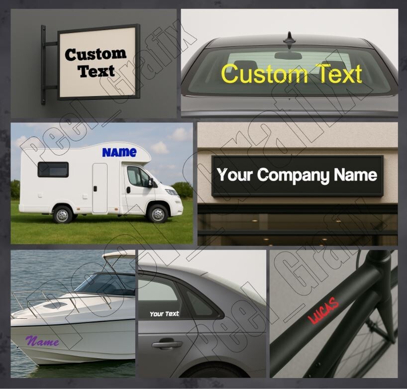 Personalised Name Vinyl Sticker Word Text Cut Fancy Font Sticker ...