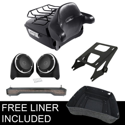 King Pack Trunk Rack Speaker Light Fit For Harley Tour Pak Street Glide ...