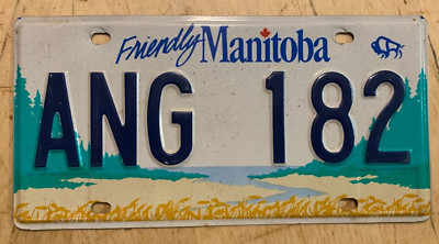 COLORFUL FRIENDLY MANITOBA CANADA GRAPHIC AUTO LICENSE PLATE " ANG 182 ...