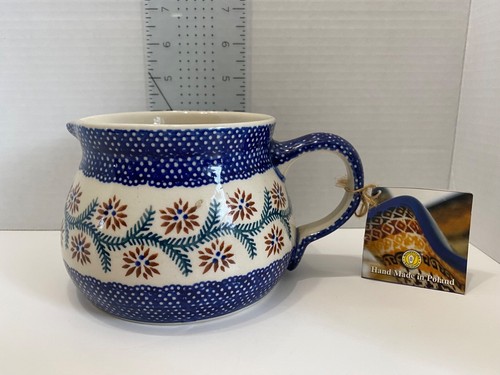 BOLESLAWIEC Handmade Polish Pottery Small Sauce/Gravy Pitcher 4" tall ...
