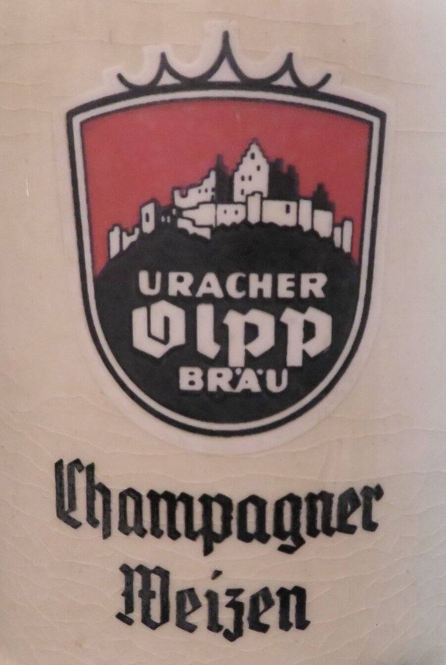 Vtg German URACHER OLPP BRAU Stoneware Beer STEIN 5" .5L Mug Bier ...