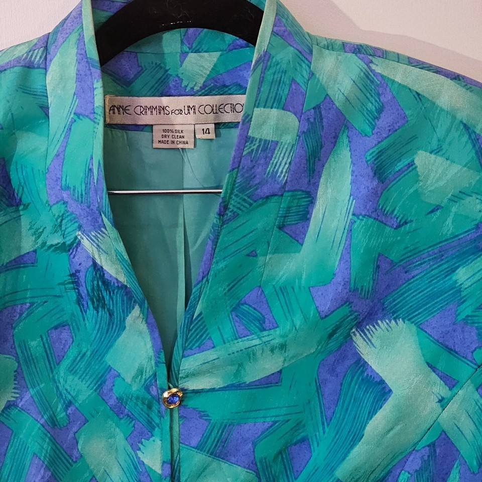 90s VTG Anne Crimmins Umi Collections Silk Blazer Sz Golden Girls ...