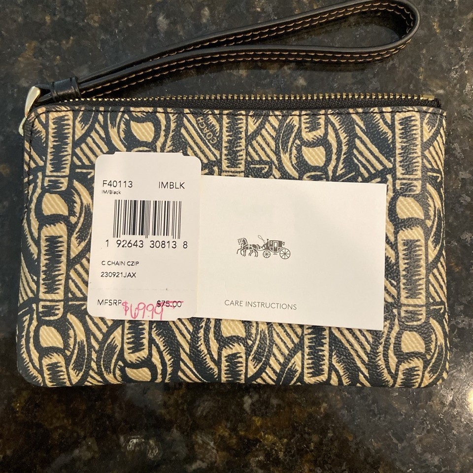 Coach Chain Link Logo Corner Zip Wristlet Wallet Pouch | eBay