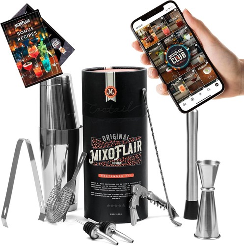 Mixology Bartender Kit W/ Boston Cocktail Shaker 9pc Stainless Steel ...