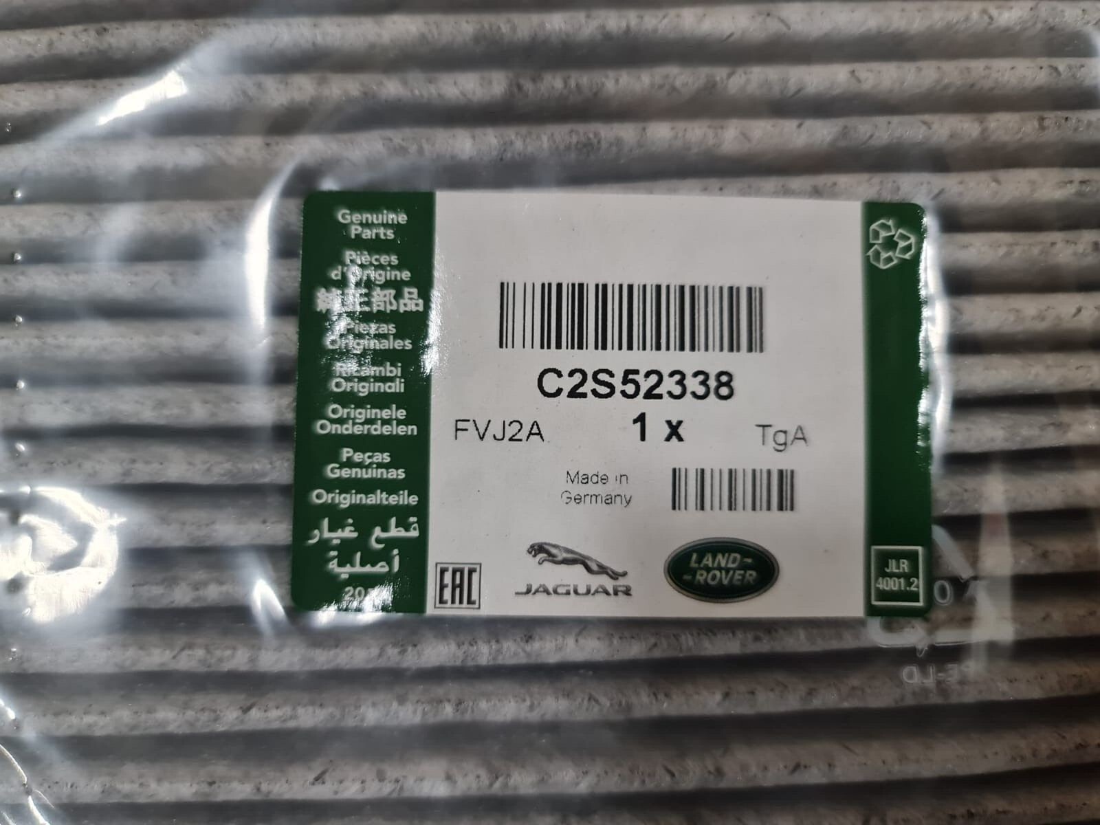 Jaguar F-pace X761 Air Particulate Filter C2S52338 OEM for sale online ...