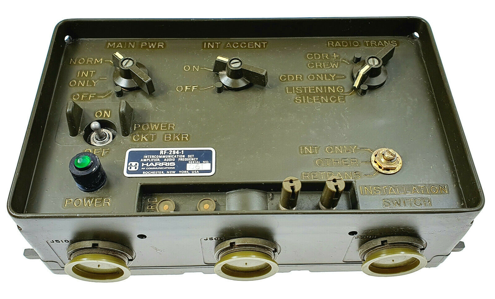 HARRIS RF-294-1 AMPLIFIER AUDIO FREQENCY RADIO ITT TERRYPHONE AM-1780 ...