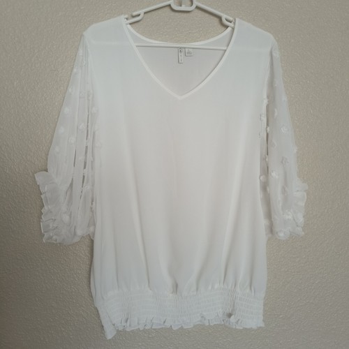 CATO light white blouse with translucent short sleeves, large size ...