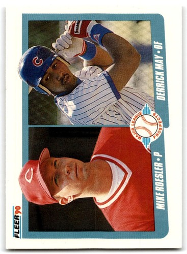 1990 FLEER MIKE ROESLER/DERRICK MAY RC CINCINNATI REDS/CHICAGO CUBS ...