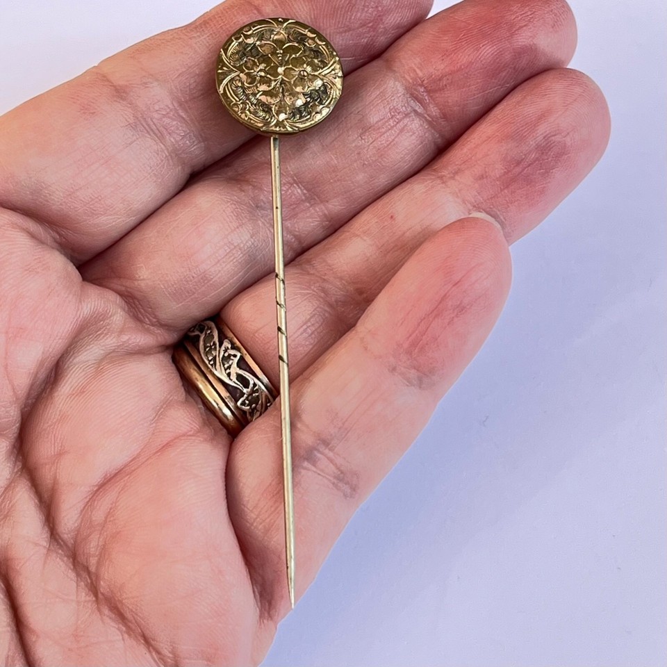 Antique Embossed Floral Gold Plated West's Patent Bachelor Button Stick ...