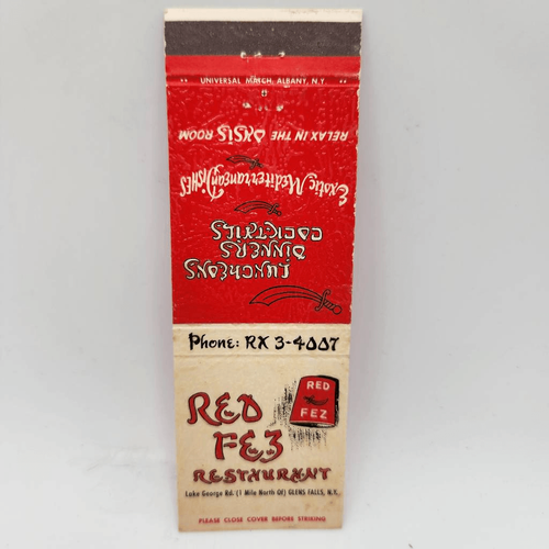 Vintage Matchcover Red Fez Restaurant Glens Falls New York Oasis Room ...