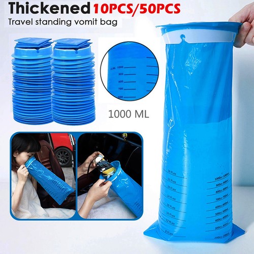 10/50 Pcs Sick Bags 1000ml Emesis Bags Car Sickness Bag Portable Vomit ...