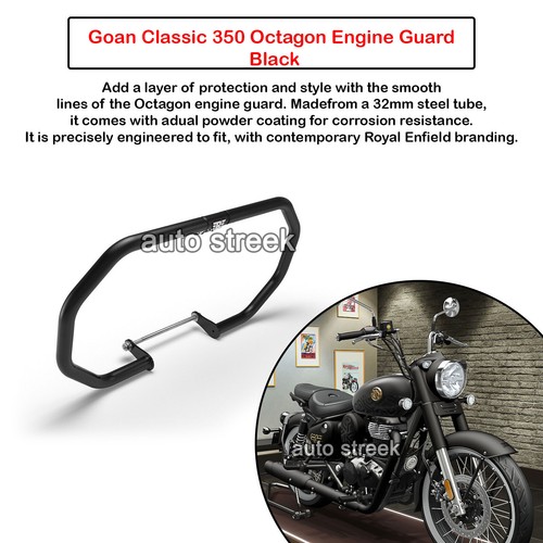 Genuine Royal Enfield "Black Octagon Engine Guard" Per Goan Classic 350 ...