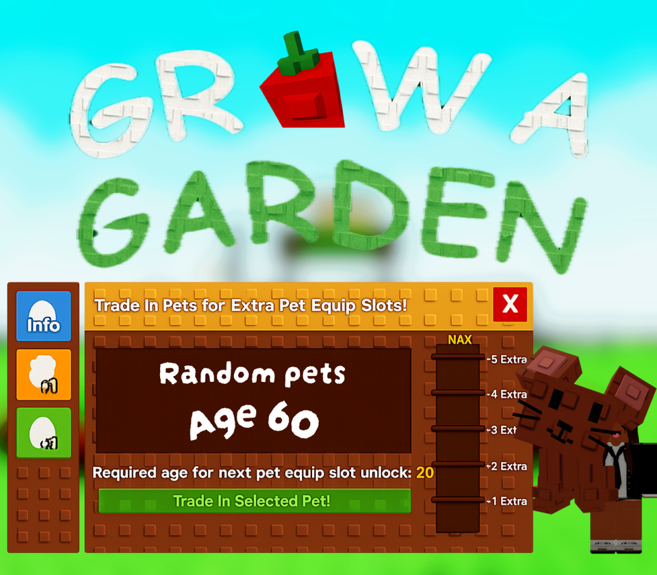 GROW A GARDEN PETS 🌴🦝 🐾🟢 ONLINE 🟢 Expand Pets Equip Slots | eBay