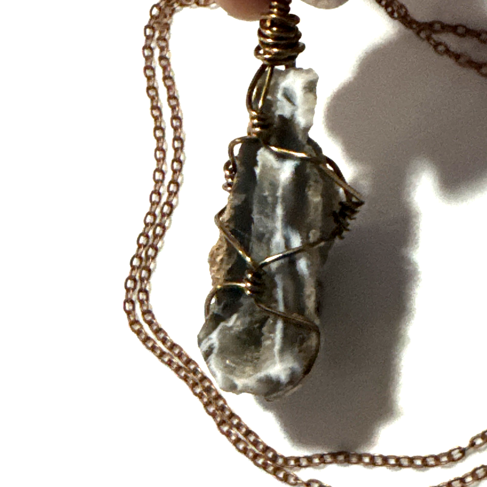 Pendant Geode Necklace Jewelry Bronze Tone Chain Genuine Stone Handmade ...