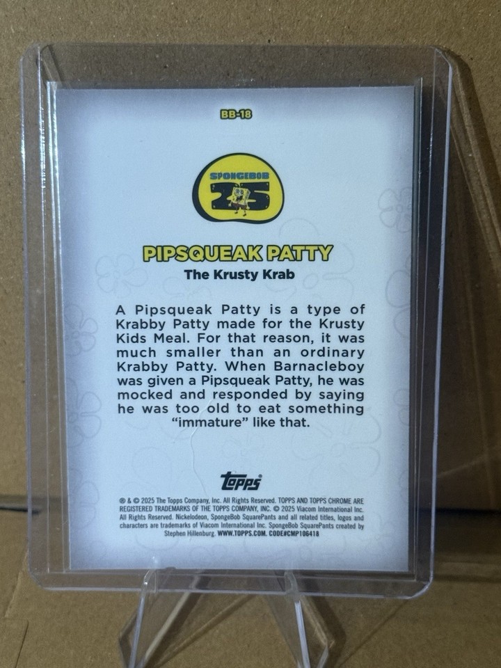 2025 Topps Chrome SpongeBob The Krusty Krab Reviews PipSqueak Patty | eBay