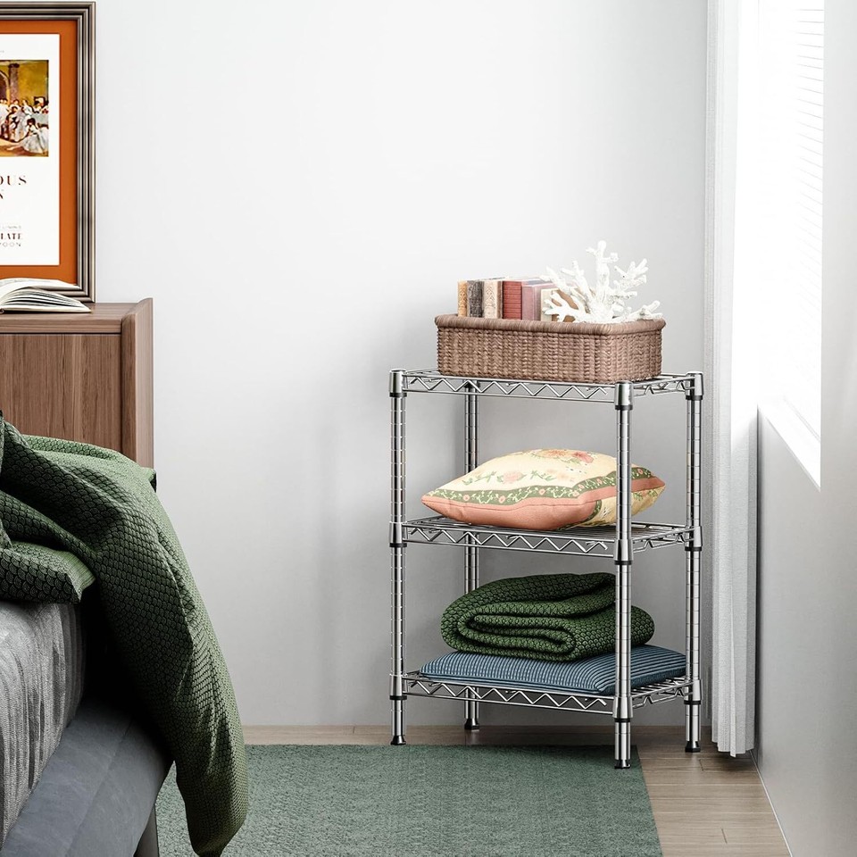 3 Tier Metal Shelving Units Commercial Kitchen Storage Pantry Racks 12 ...